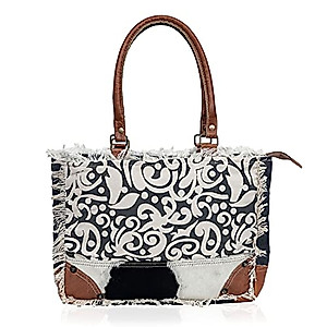 Upcycled Canvas & Leather Shoulder Bag Tote Crossbody Purse Leather Tote Bag Classic Canvas Tote (style 2)