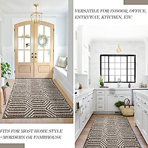 Indoor Doormat 36"x 59", Absorbent Front Back Door Mat Floor Mats, Rubber Backing Non Slip Door Mats Inside Entrance Door Runner Rug Mud Dirt Trapper, Machine Washable Low Profile-Brown Time Cloister