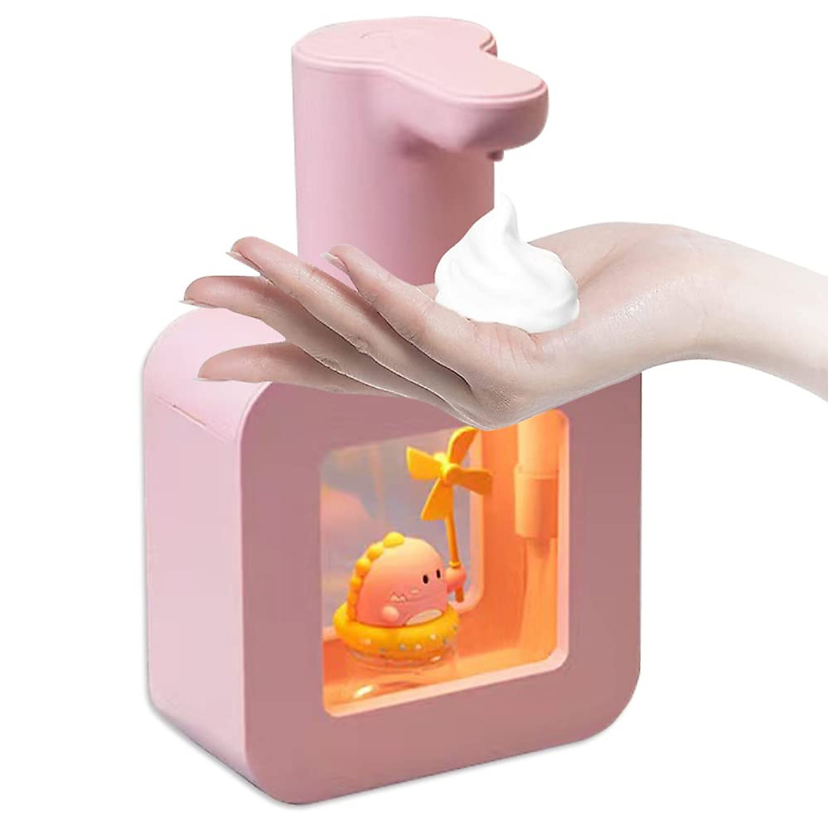 AMYESE Cute Automatic Soap Dispenser - Kids Touchless Pink Hand Soap Dispenser,Wall Mount Waterproof USB Rechargeable, 13.5oz/ 400ml for Bathroom Countertop, Kitchen, Office, Hotel, Preschool Children