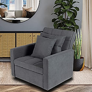Polar Aurora Sofa Bed Chair 3-in-1 Convertible Chair Bed, Lounger Sleeper Chair, Single Recliner for Small Space with Adjustable Backrest (Dark Grey)
