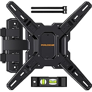 Perlegear UL Listed Full Motion TV Mount for Most 26–60 inch Flat or Curved TVs up to 82 lbs, Wall Mount TV Bracket with Articulating Arms, Tool-Free Tilt, Swivel, Extension, Max VESA 400x400mm, PGMF3