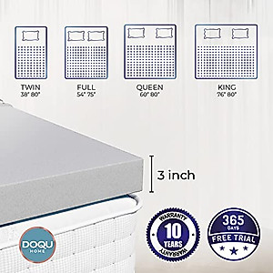 Biorhythm Innovative Fabric Bamboo Charcoal Infused Memory Foam Mattress Topper 3 inch Full Size, Fight Insomnia, Anxiety & Depression, Wake Up Feeling Refreshed