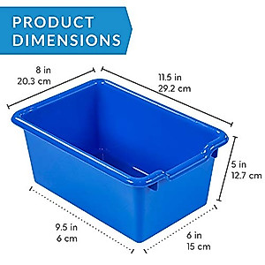 ECR4Kids Scoop-Front Storage Bins, Easy-to-Grip Design Storage Cubbies, Kid Friendly and Built to Last, Pairs with ECR4Kids Storage Units, 10-Pack, Blue