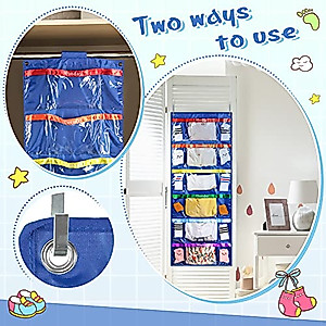 Amylove 2 Pack Days of the Week Kids Clothes Organizer with 4 Hooks Weekly Clothes Organizer for Kids Over the Door Portable Clothes Organizer Rainbow Kids Closet Organizers and Storage (Blue)
