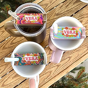 Retro Tumbler Cup Nameplate for Her, Name For Stanley Name Plate, Glitter Nameplate, 40oz Tumbler Cup Gift Tag for Mom, 30oz Tumbler Tag