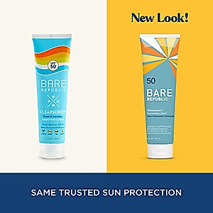 Bare Republic Clearscreen Sunscreen SPF 50 Sunblock Body Lotion, Water Resistant with an Invisible Finish, 5 Fl Oz