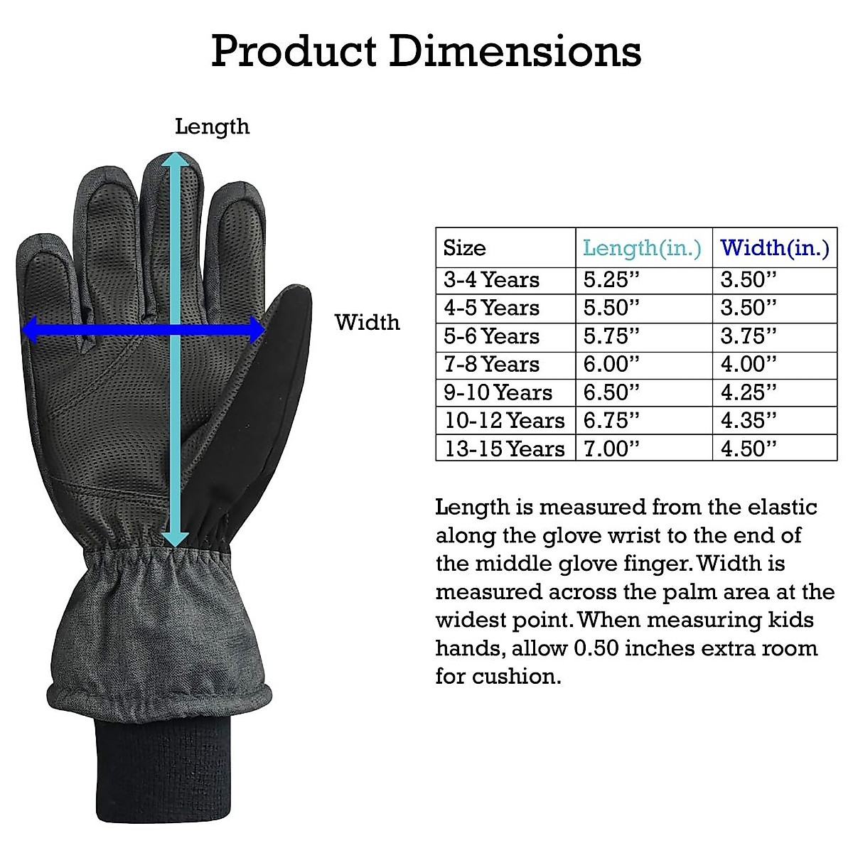 N'Ice Caps Kids Waterproof Winter Thinsulate Warm Gloves (Black, 10-12 Years)