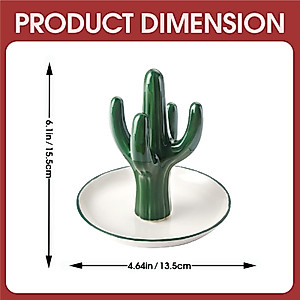 PUDDING CABIN Cactus Ring Holder Green Jewelry Dish for Rings Earrings Bracelets Necklace Organizer, Cactus Gift for Women Birthday Wedding Graduation Christmas Valentines, Room Decor Aesthetic