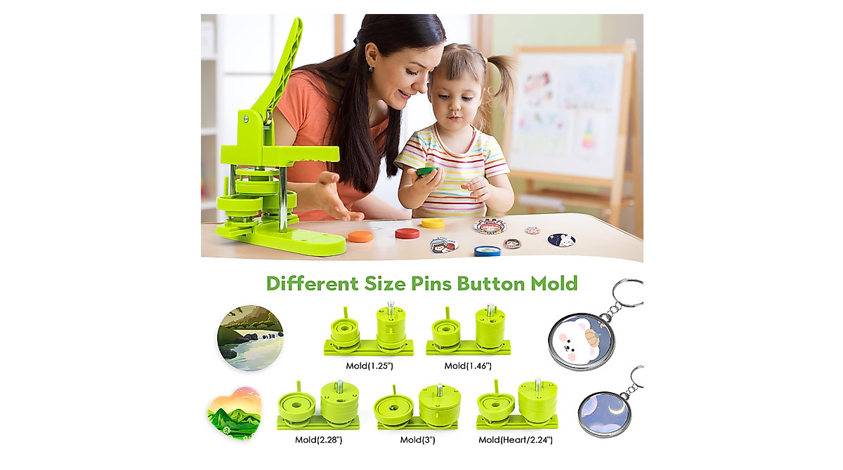 Heart Shaped Button Maker 58MM Interchangeable Die Mold for Custom ...