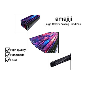 Amajiji Large Galaxy Folding Fan, Chinease/Japanese Folding Nylon-Cloth Hand Fan, Hand Folding Fans for Women/Men, Hand Fan Festival Gift Fan Craft fan Folding Fan Dance Fan (AM2)