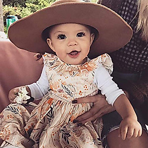 Toddler Baby Girl Sun Dress Wildflower Floral Seaside Beach Dress Overall Outfits Onepiece(Yellow,80/1-2T)