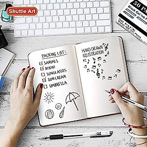 Shuttle Art Black Gel Pens, 50 Pack Fine Point Black Ink Pens Bulk, 0.5mm Rollerball Gel Ink Pens Smooth Writing with Comfortable Grip for Office, School and Home