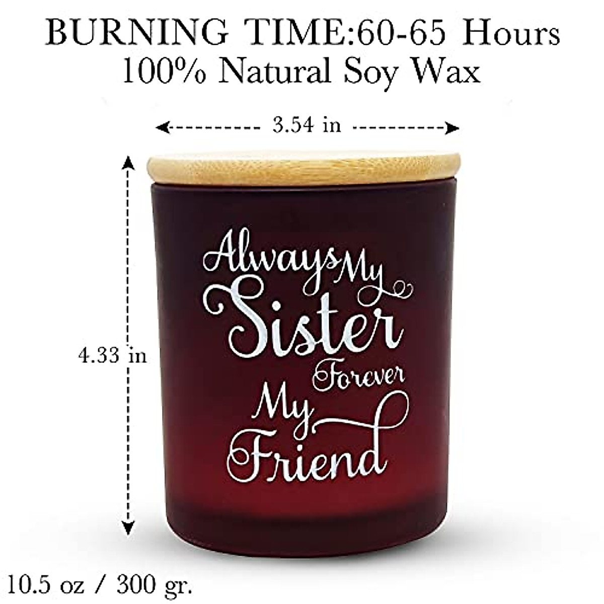 Scented Candles Gifts for Women, Sister Gifts - Always My Sister Forever My Friend - Birthday Gifts for Friends Female, Sister Birthday Gifts, Soy Wax Candles Gifts for Women (Vanilla)