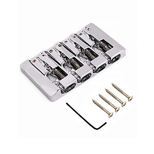 Bogart 4 String Bass Bridge A Style Top Load and String Through Body Tailpiece with Zinc Saddles for Electric Jazz Bass P Bass Chrome High Mass.