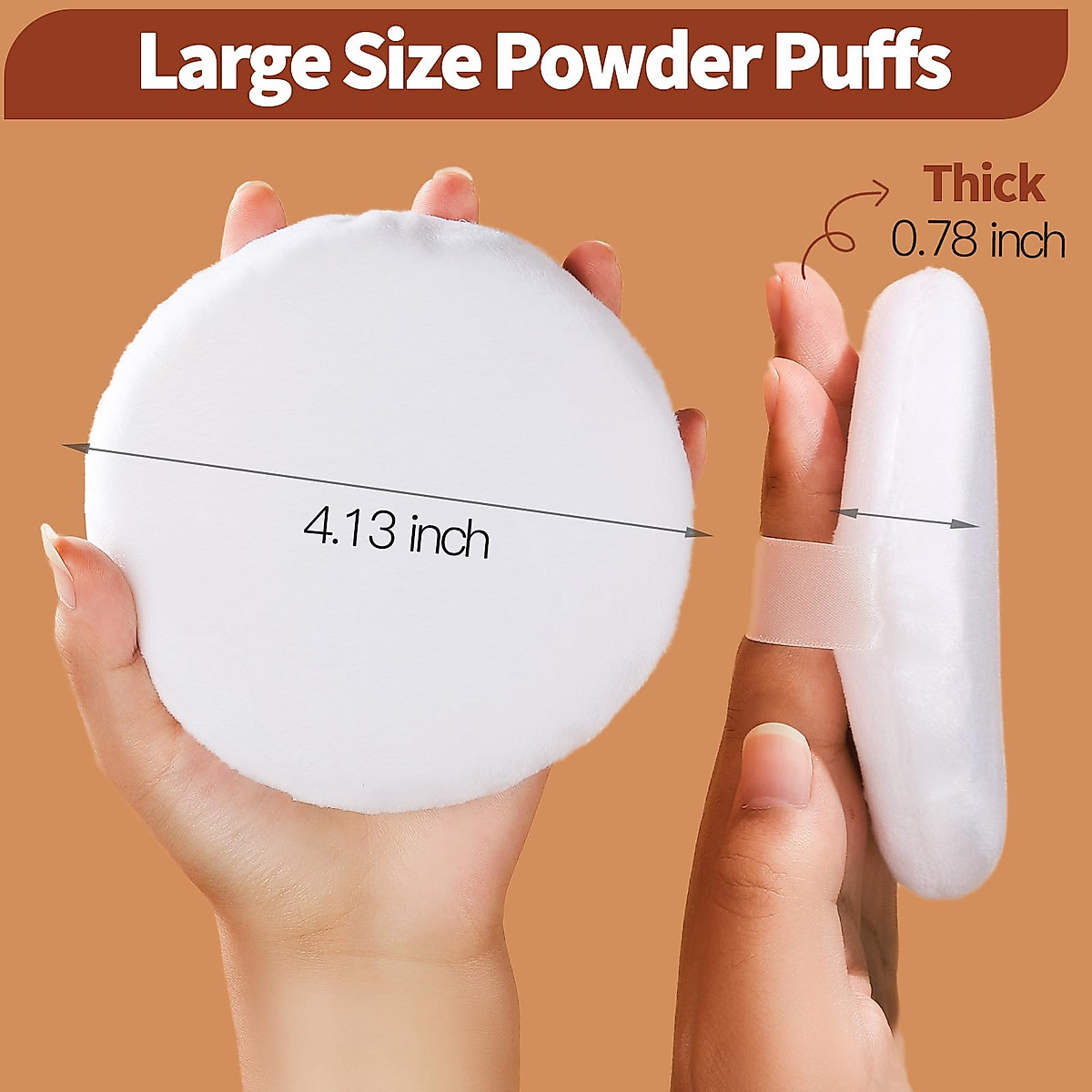 Teenitor 4.13 Inch Powder Puff, Body Powder Puff Ultra Soft Washable Large Round Velour Powder Puff Loose Powder Puff, 4 Pcs Powder Puff for Body Powder