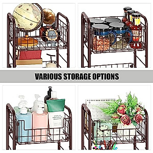 Freestanding Bathroom Shelving Unit,Metal 3 Tier Shelf,Bathroom Storage Organizer Shelf Basket Shelf for Bathroom,Kitchen,Living Room,Can Accommodate Toiletries Home Office Supplies(Antique Brass)