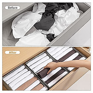 Coorganisers 4 Packs T-shirt Drawer Organizers for Clothing,8 Grids Compartment Storage Box Wardrobe Clothes Organizer, Washable Clothes Organizer for Folded Clothes, T-shirt, Legging, Silk Scarve