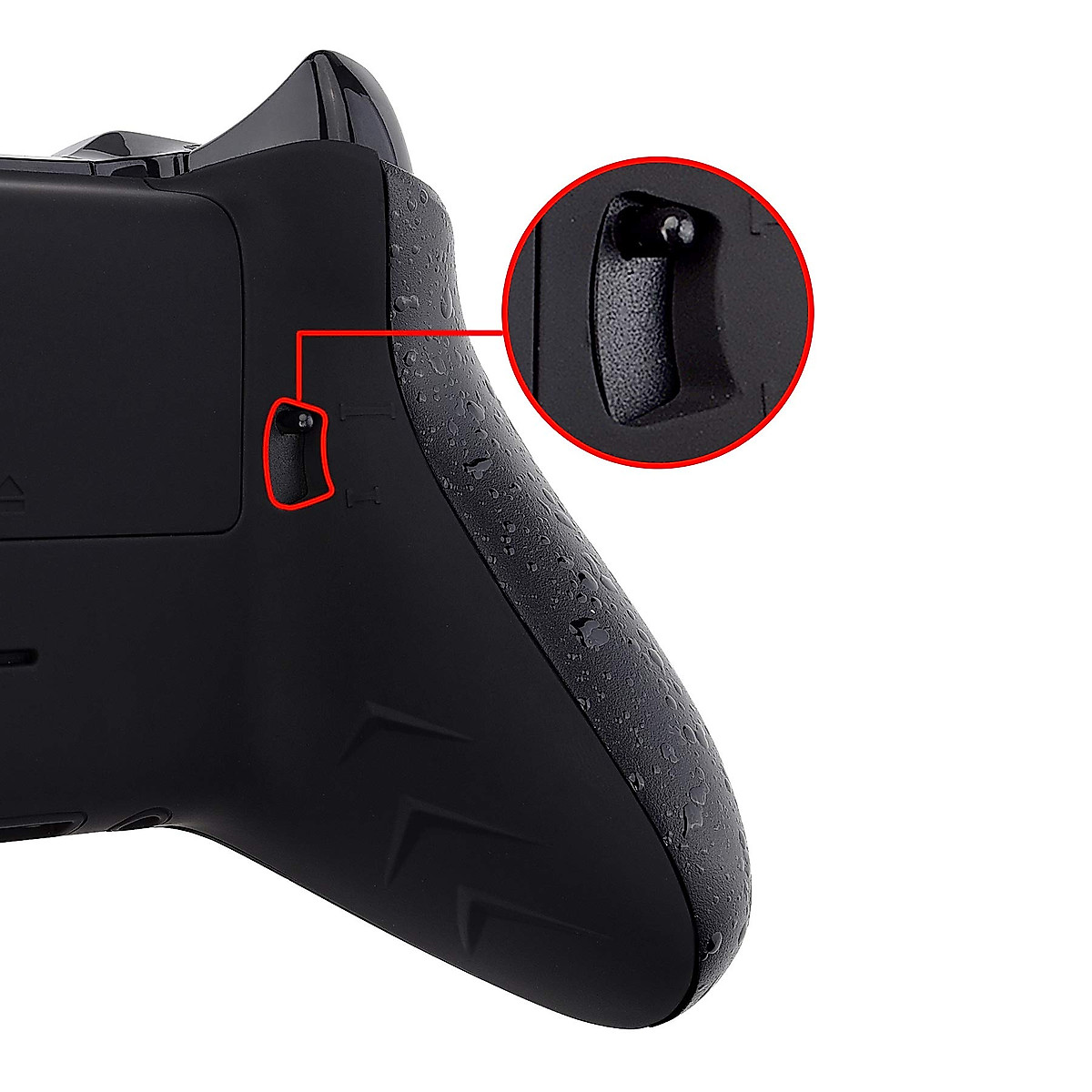 eXtremeRate FlashShot Trigger Stop Bottom Shell Kit for Xbox One S & One X Controller, Redesigned Back Shell & Textured Black Handle Grips & Hair Trigger for Xbox One S X Controller Model 1708