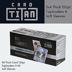 CARD TITAN PRO 3" x 4" Thick Card 130pt Toploader and Soft Sleeves 50ct - Premium Quality Ultra Clear Top Loaders and Penny Sleeves for Trading Cards - Extra Thick Card Sleeves