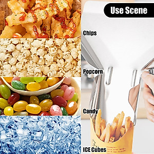CNQLIS Popcorn Scoop and Salt Shaker, Stainless Steel Popcorn Scooper French Fry Scoop Serving Spoon for Filling Foods into Bags Boxs, Home Theater Popcorn Machine Accessories