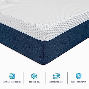 SensorPEDIC 10-Inch Twin Mattress, iCOOL Tech and Cooling Gel Infused Medium Plush Memory Foam Mattress, CertiPUR-US Certified, Bed-in-a-Box, Fiber Glass Free, Twin Size (75" L x 39" W x 10" H)