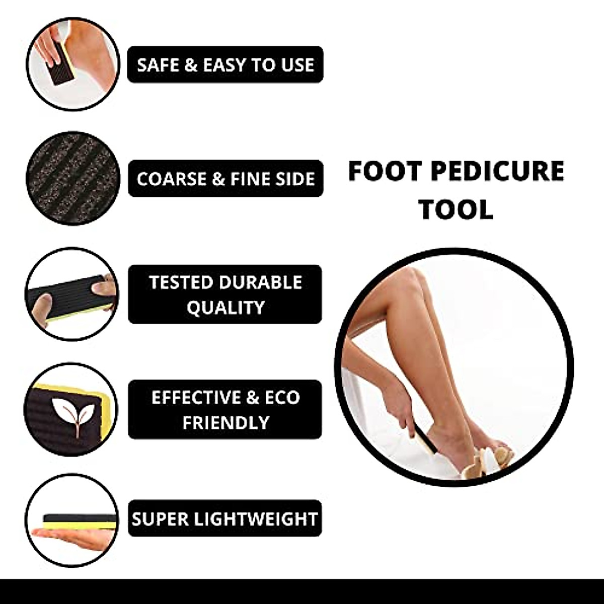 Love Natural Pumice Stone for Feet - Ultimate 2-in-1 Scrubber and Professional Exfoliating Rock for Feet Hands Body Care - Pumice Stone for Dead Skin & Callus Removal (Black)