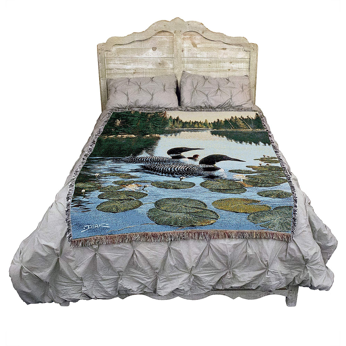 Pure Country Weavers Enchanted Passage Loons Blanket by Derk Hanson - Lake Lodge Cabin Gift Tapestry Throw Woven from Cotton - Made in The USA (72x54)