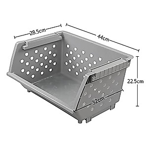 Easymanie 3 Pack Plastic Stackable Baskets, Open Front Stacking Storage Bins