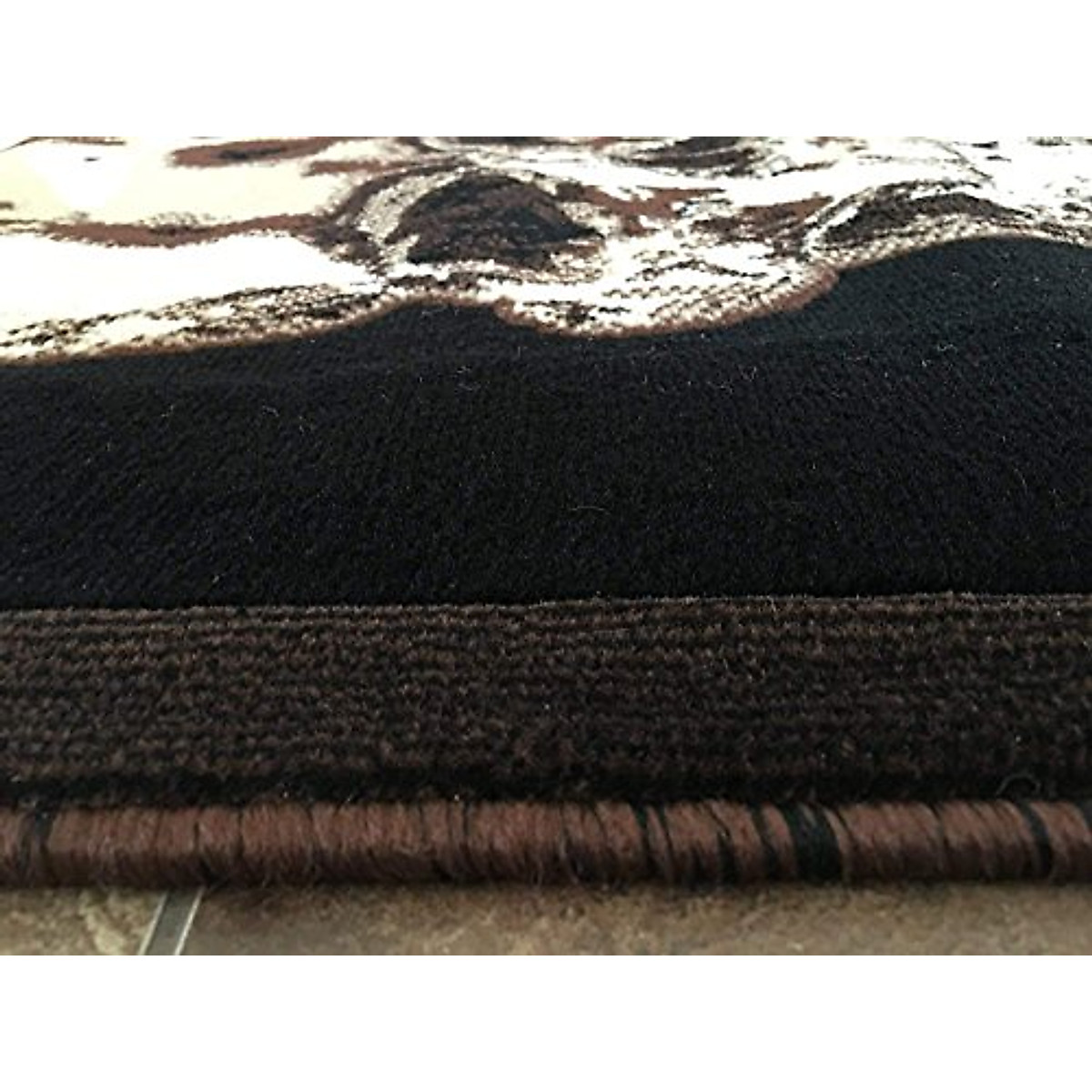 Skull Area Rug Brown & Black Carpet King Design 134 (2 Feet X 7 Feet 3 Inch)