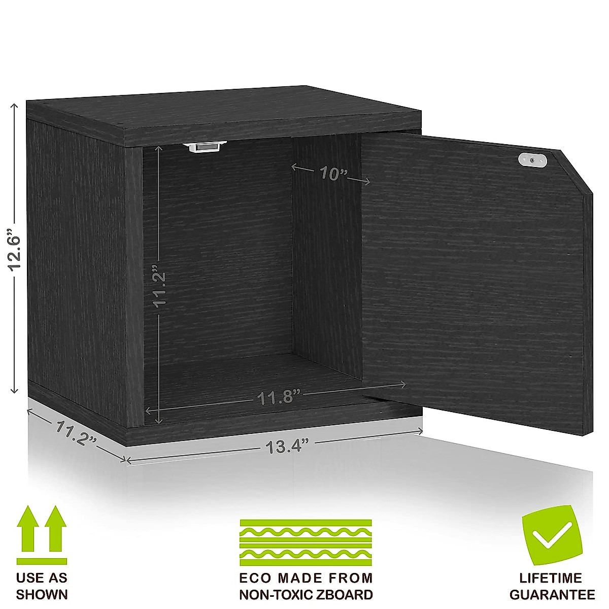 Way Basics Closet Organizer and Storage - Modular Connect Door Cube (Tool-free Assembly), Black