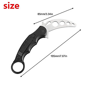 Andux Karambit, Stainless Steel Tool Holes with Pocket Clip Dull WD01 (Black)