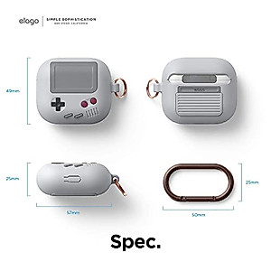 elago AW5 Compatible with AirPods 3 Case Cover, Game Player Design Case Compatible with AirPods 3rd Generation Case 2021, Protective Premium Silicone Case with Keychain, Wireless Charging [Light Grey]