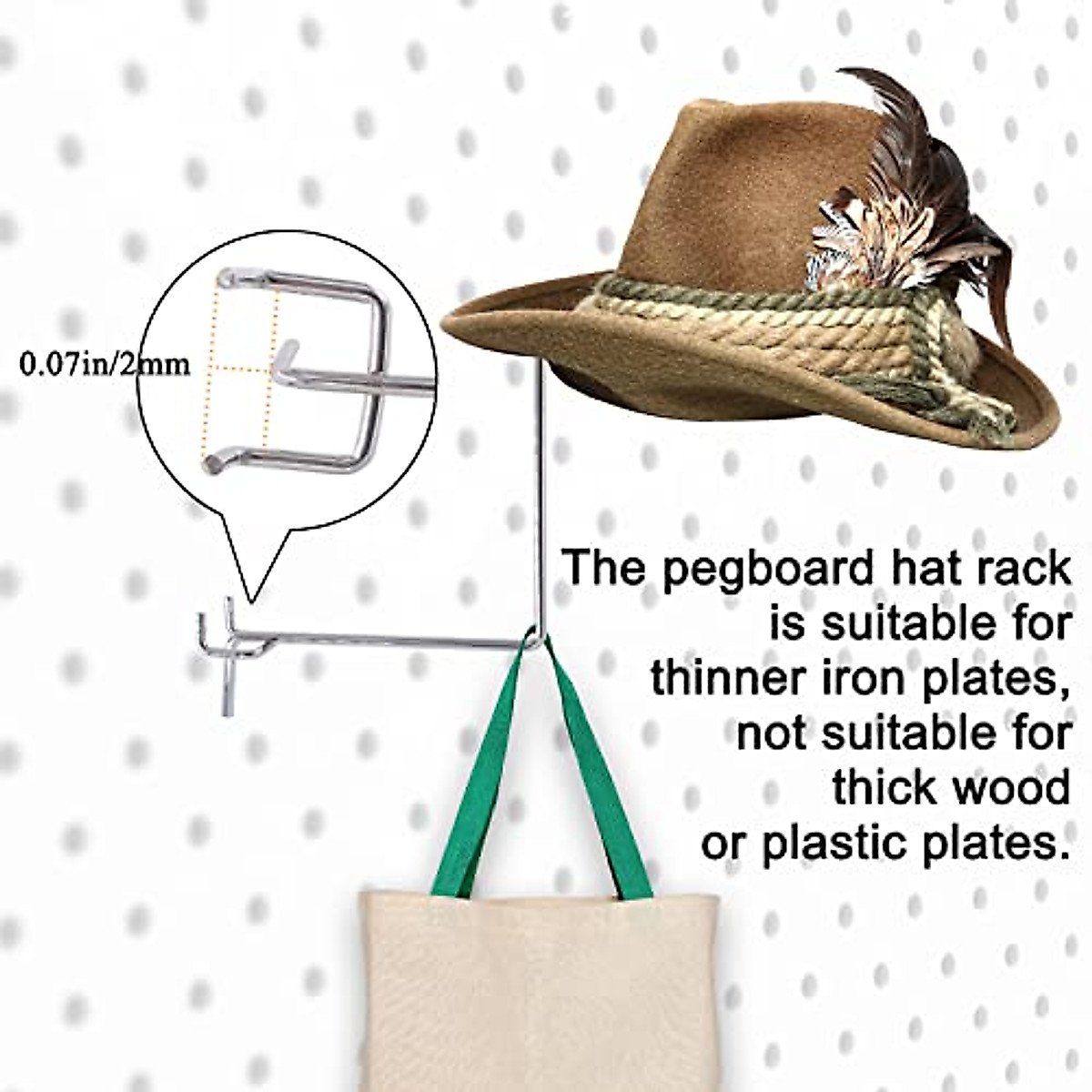 Cuyacili 3PCS Pegboard Hat Display Helmet Hat Ball Holder Motorcycle Pegboard Helmet Stand Wall Mount Holder Home Storage Rack Hat Organizer Hanger for Shop Office Yard Gardens Wall Display