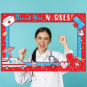 Soochat Nurse Day Photo Booth Props Graduation Photo Booth Prop Frame Thank You Nurse Photography Photo Booth Frame for Graduation Medical Party Decorations