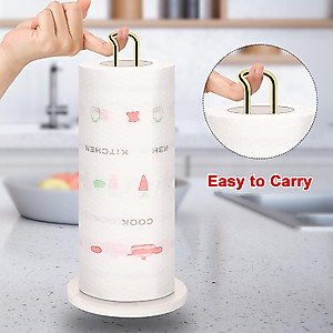 NearMoon Paper Towel Holder Countertop, Sturdy Kitchen Paper Towel Stand Dispenser-All Metal, Standard or Jumbo-Sized for Kitchen Countertop,Farmhouse, Living Room (Marble Base, Gold)