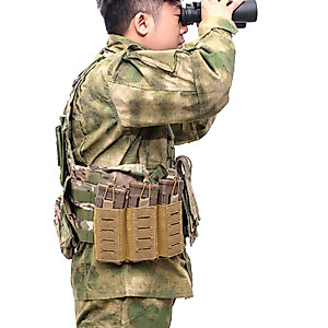 Tripple Mag Pouch Molle Open-Top Tripple Magazine Pouch for M4/M16/AR/AK Rifle Magazines (Army Green)