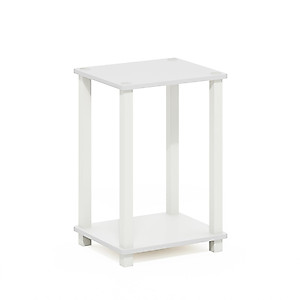 Furinno Simplistic End Table, Small, White/White