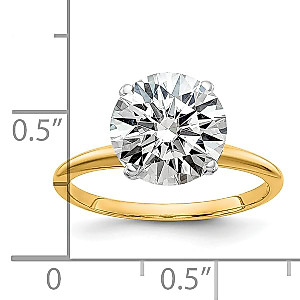 IceCarats 14K Yellow Gold 3ct. Round Moissanite Solitaire Engagement Ring Size 9