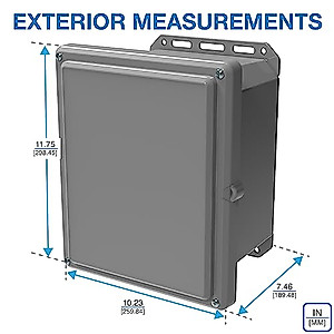 Serpac I352S,TGBG (10.23 x 11.75 x 7.46 in) Polycarbonate IP67 Waterproof UL 508A Plastic Project Junction Box Enclosure with Gray Top Screw Entry Cover and Gray Bottom