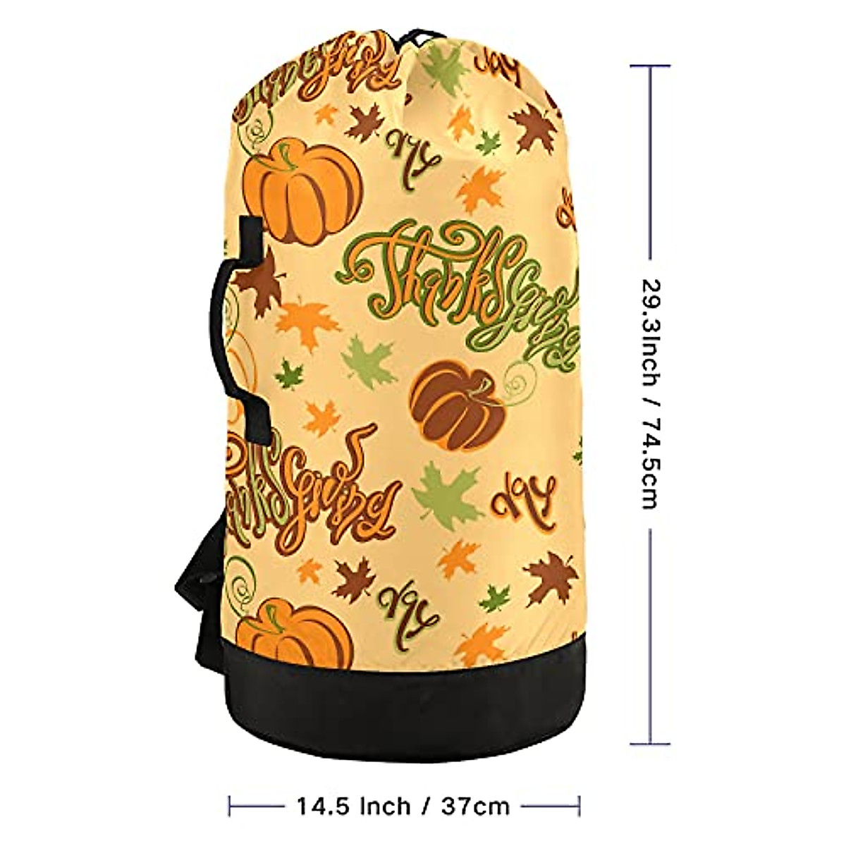 Happy Thanksgiving Day Laundry Bag Heavy Duty Laundry Backpack with Shoulder Straps Handles Travel Laundry bag Drawstring Closure Dirty Clothes Organizer For College Dorm, Apartment, Camp Travel