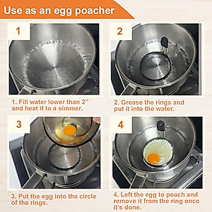 COTEY Large 3.5" Nonstick Egg Rings Set of 4, Round Crumpet Ring Mold Shaper for English Muffins Pancake Cooking Griddle - Portable Grill Accessories for Camping Indoor Breakfast Sandwich Burger