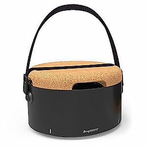 BergHOFF LEO Portable Tabletop BBQ Grill To-go grill with Heat Resistant Base Easy-carry strap & detachable handles, Removable elements, Adjustable airflow, 13.75", Black