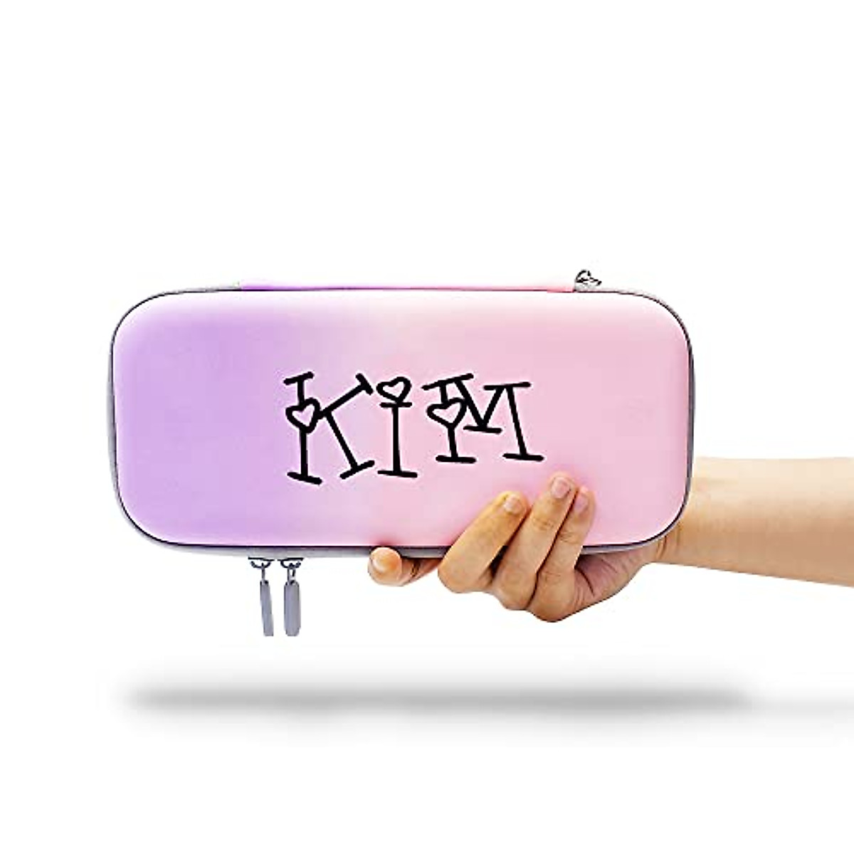 Pink Carry Made Case For Nintendo Switch/Switch OLED Console Custom Name Case with 10 Games Cartridges Protective Hearts 3D Name NC5