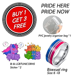 LGBT UNICORNS Bisexual Ring, Bi Pride jewelry Stainless Steel Ring for man & woman, Size 6-13