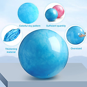 Jadive 2 Pcs 24 Inch Marbleized Bouncy Balls Giant Bouncing Balls Large Size Playground Huge Ball Rubber Sensory Balls with Air Pump for Kids Beach Play Toys Indoor Outdoor Activities, Red, Blue