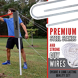 Franklin Sports Elite Badminton Net Set - Includes Badminton Rackets, Poles/Net, Stakes, Ropes, Boundary Kit - Beach or Backyard Volleyball Badminton- Easy Setup,Black