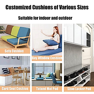 Custom Bench Cushion, Personalized Size Bench Pad with Non-Slip Bottom Bay Window Seat Cushion Indoor, Garden Patio Bench Cushions for Outdoor Furniture, Long Chair Seat Pad for Swing Porch(4" Thick)