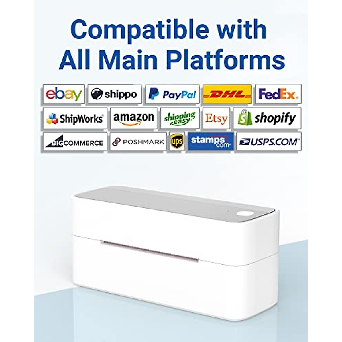 Bluetooth Shipping Label Printer - Wireless Thermal Label Printer, 4x6 Label Printer for Shipping Packages Support iPhone, Android, PC, ChromeOS, Compatible with USPS, Shopify, Amazon, Etsy, Ebay