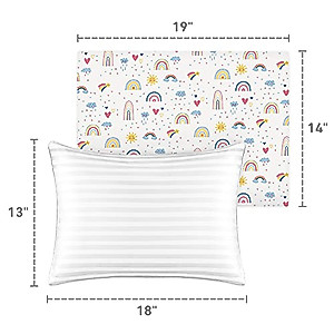 Toddler Pillow,13X18 Soft Baby Pillows for Sleeping, Machine Washable Kids Pillow with Cotton Pillowcase, Perfect for Travel, Toddlers Cot (Happy Sunny Rainbow)