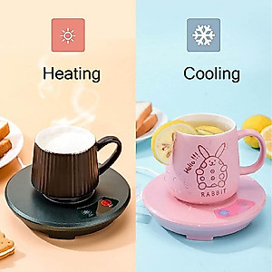 Haguka USB Cup Heater Cooler Plate Cup Warmer and Colder Beverage Mug Mat Office Tea Coffee Heater Pad for Coffee Tea Cola Cans Drinks (Pink)